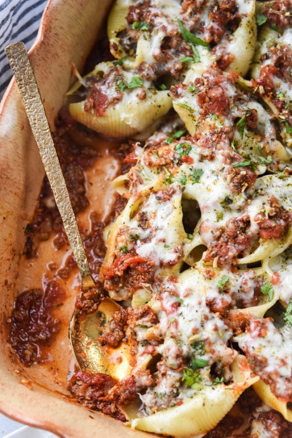 Easy Cheesy Beef Stuffed Shells {Freezer Meal} - Meal Plan Addict