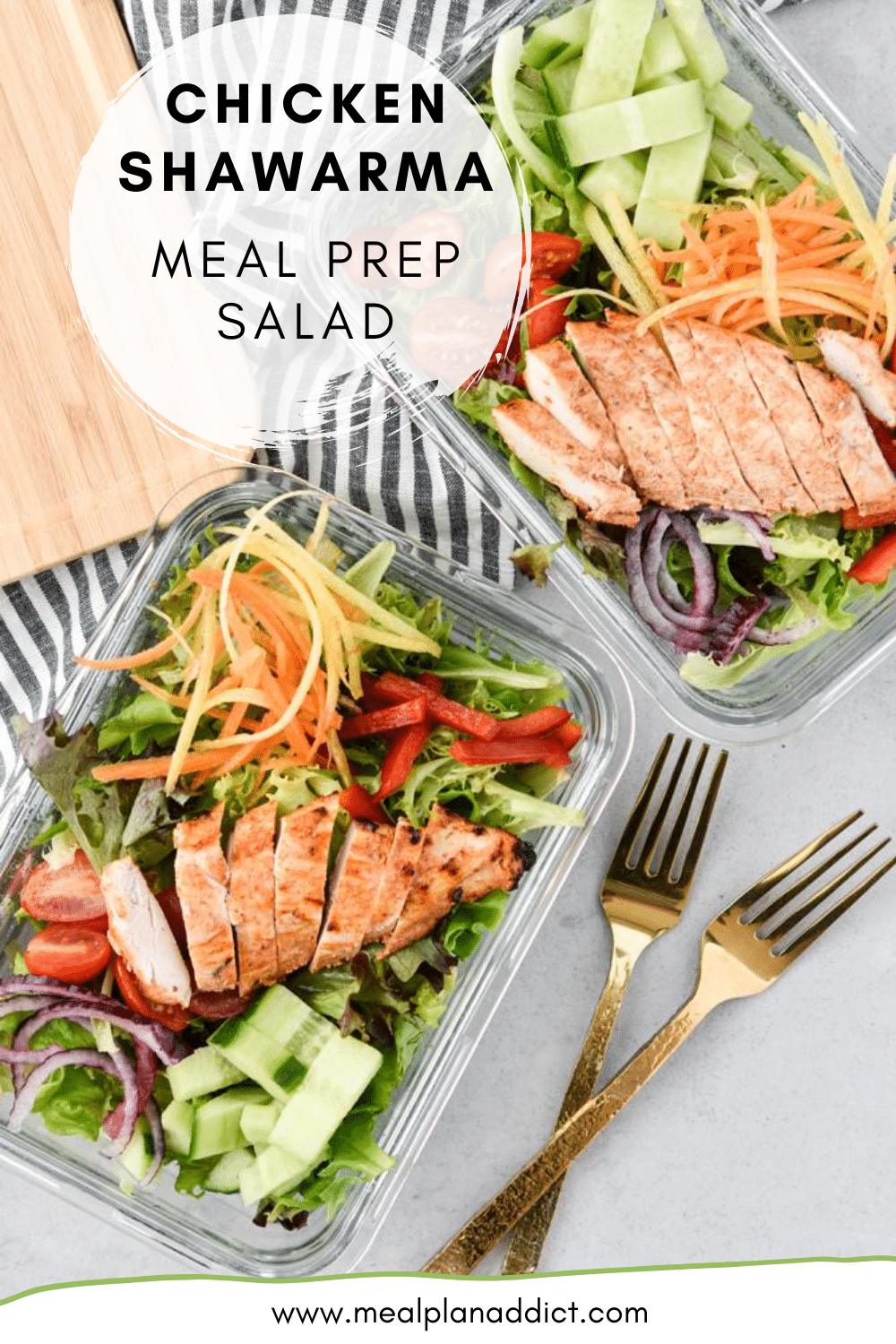 Chicken Shawarma Meal Prep Salad with Sweet Garlic Sauce - Meal Plan Addict