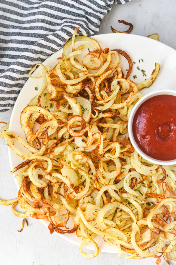 Air Fryer Homemade Crispy Curly Fries - Meal Plan Addict